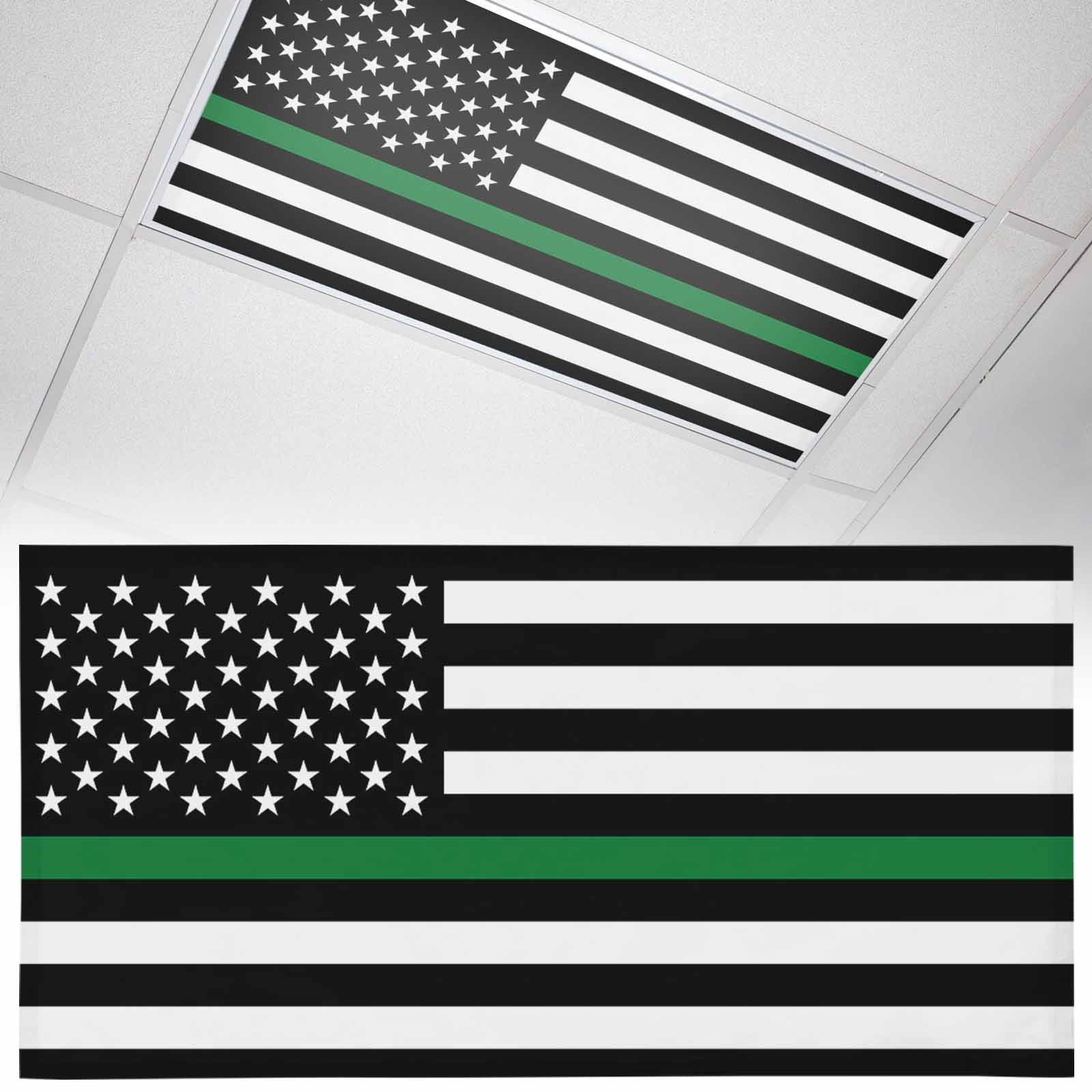 1 Pack Thin Green Fluorescent Light Covers for Ceiling Lights Line Flag ...