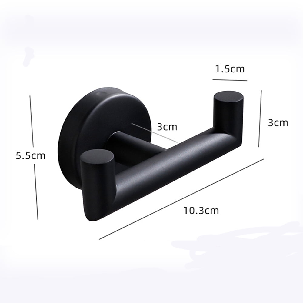 1 Pack Towel Hooks for Bathroom Matte Black Wall Mount Robe Hook Double ...