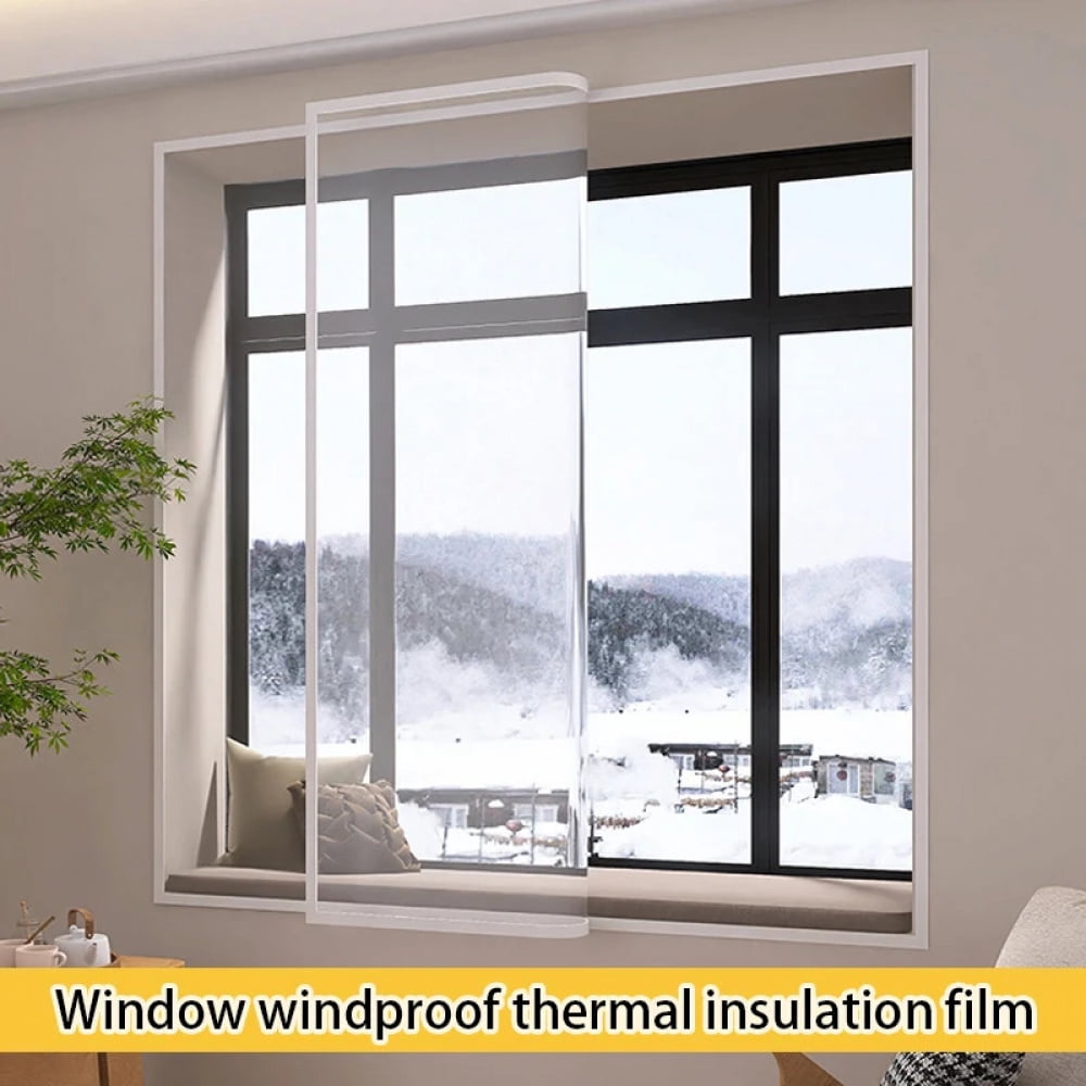 1-Pack Transparent EVA Winter Curtain, Double-Layer Thermal, Hook & Loop, Dustproof, Windproof ...