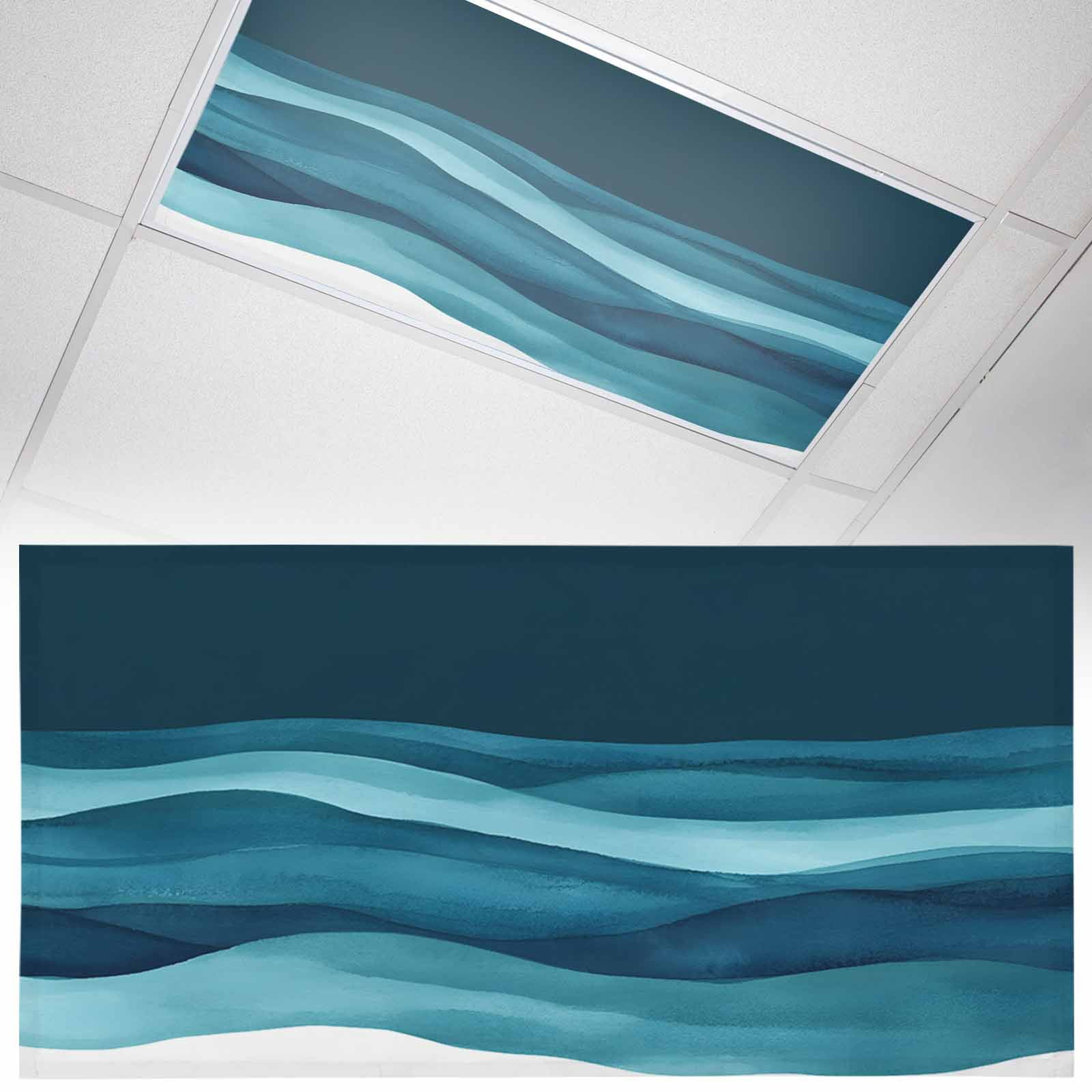 1 Pack Turquoise Blue Fluorescent Light Covers for Ceiling Lights Water ...