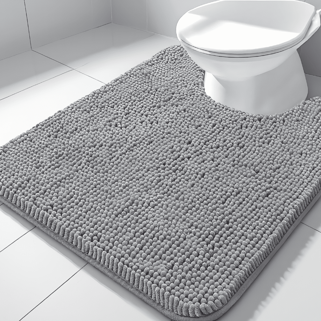 1 Pack U-Shaped Toilet Rug 24x20 Inch, Chenille Contour Bath Mat, Soft ...