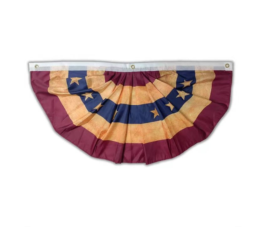 1 Pack USA Pleated Fan Flag, 35 x 70 Feet American US Bunting Flag ...