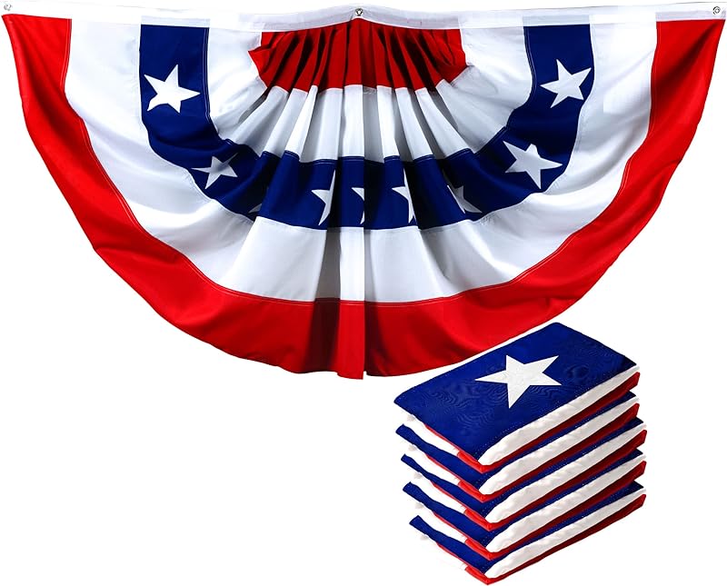 1 Pack: USA Pleated Fan Flag, 3x6 Feet American USA Bunting Decoration ...