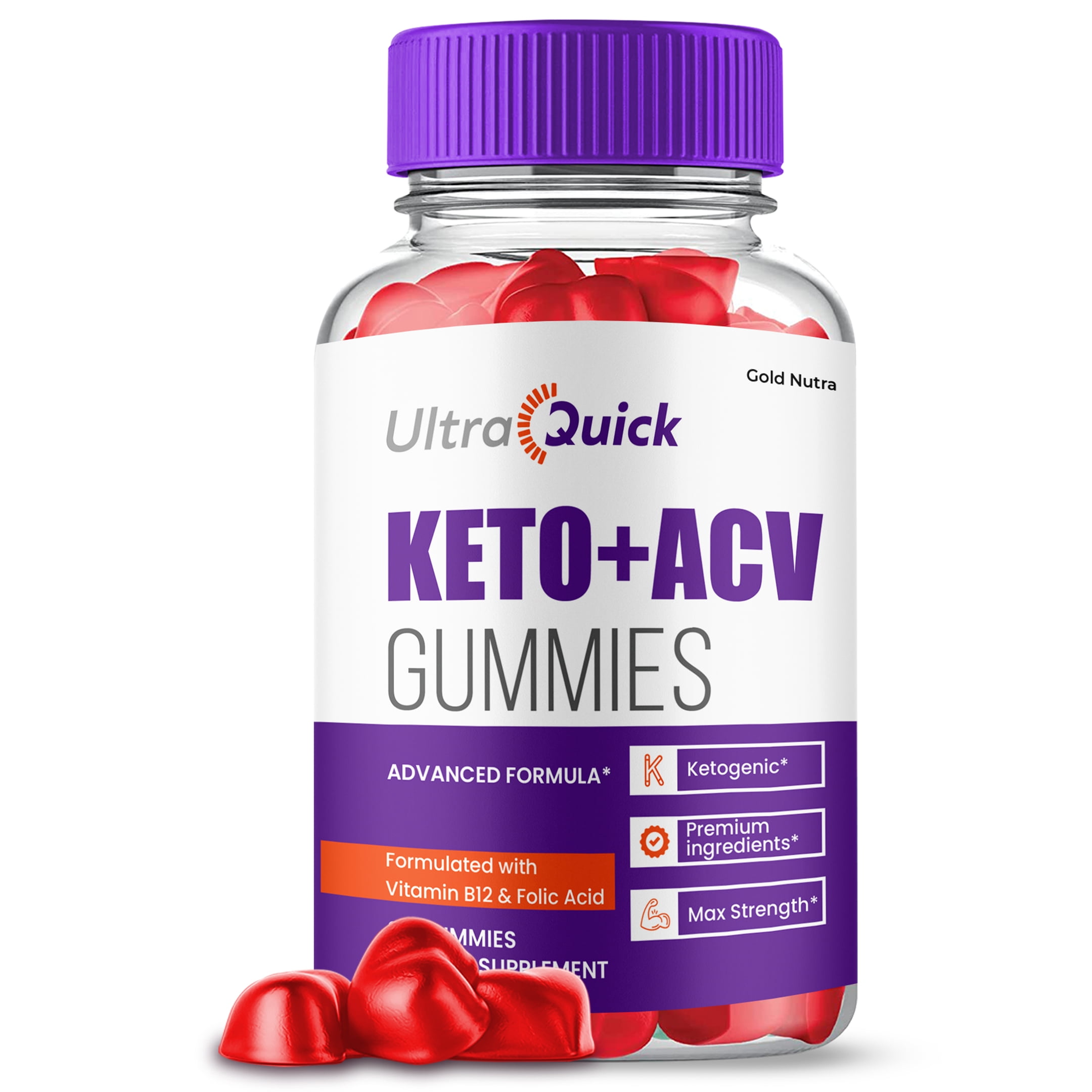(1 Pack) UltraQuick Keto ACV Gummies, Apple Cider Vinegar, Max Strength ...