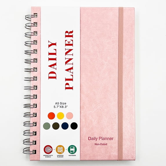 1 Pack Undated Daily Planner, A5 Spiral Notebook with Hourly Schedule ...