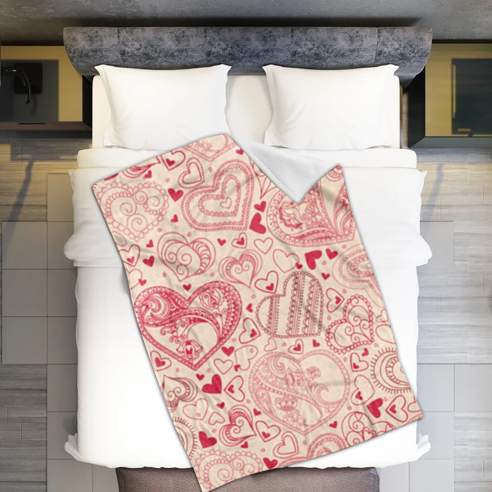 1 Pack Valentine's Day Blankets Romantic Love Heart Shaped Flannel ...