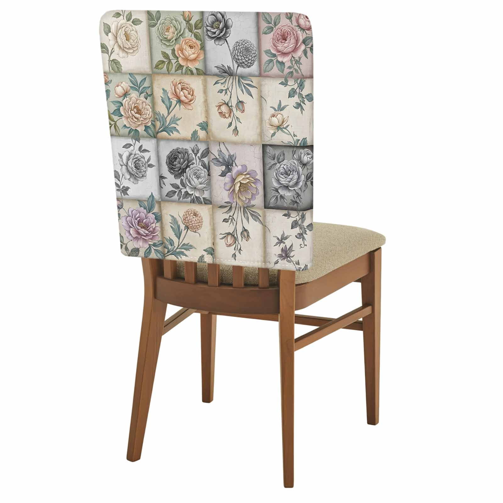 1 Pack Vintage Flower Chair Back Covers Gray Pink Orange Rose Floral ...