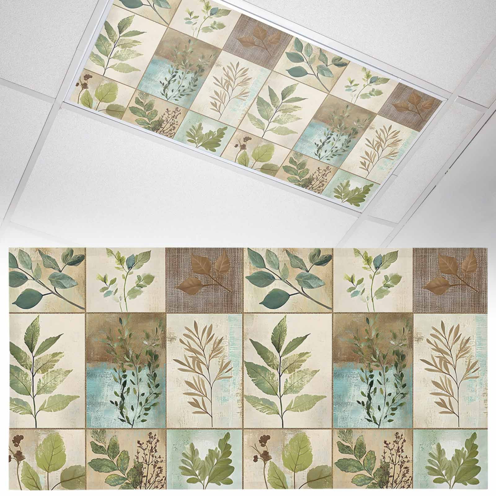 1 Pack Vintage Leaves Fluorescent Light Covers for Ceiling Lights ...