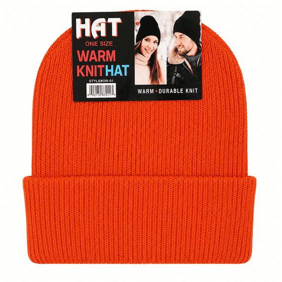 1 Pack Warm Cuffed Knit Beanie Hat with Stretch Fit for Cold Weather ...