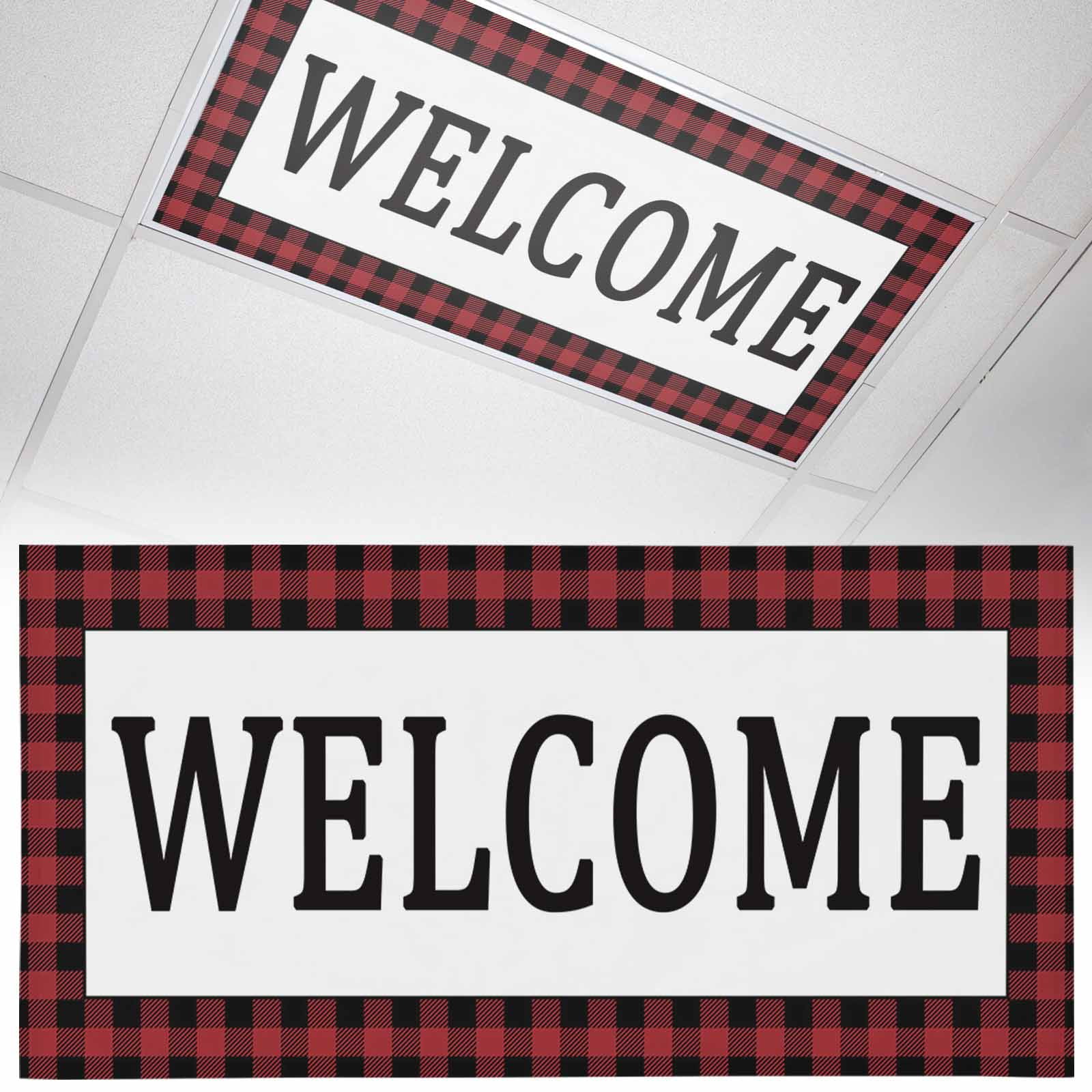 1 Pack Welcome Red Fluorescent Light Covers for Ceiling Lights Black ...
