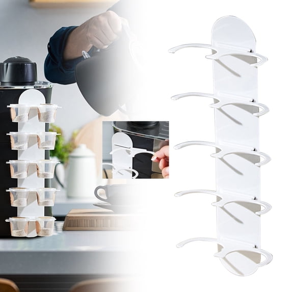 1-Pack White Acrylic K Cup Holder - Side-Mounted Space-Saving Storage ...