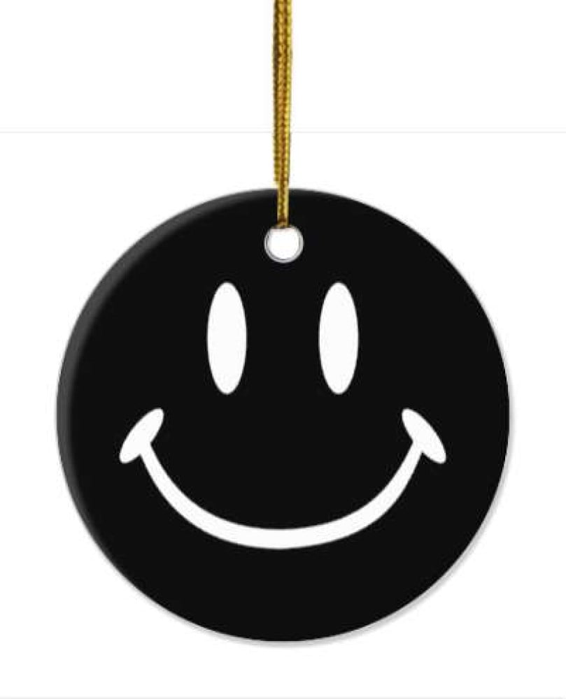 1 Pack - White Classic Smiley Face Ceramic Christmas Ornament and Home ...