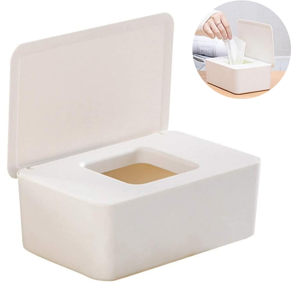 1 Pack White Plastic Tissue Box,Hand Tissue Box Holder with Lid ...