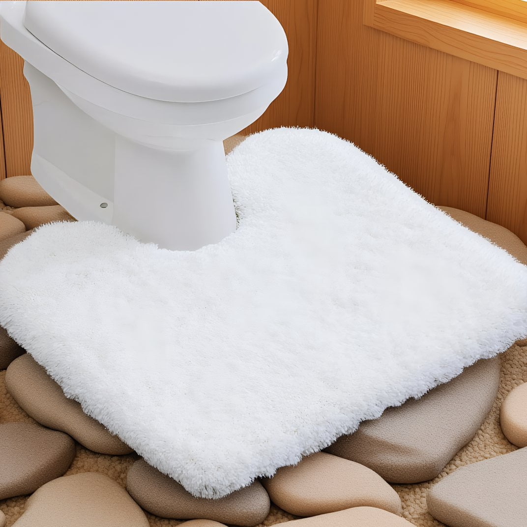 1 Pack White U-Shape Toilet Contour Bath Mat 22x24, Plush Microfiber ...