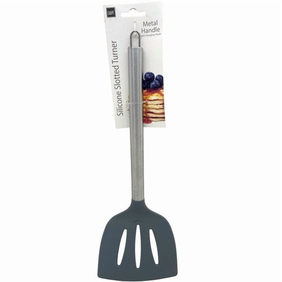1 Pack Wide Silicone Slotted Turner Spatula with Stainless Steel Handle ...