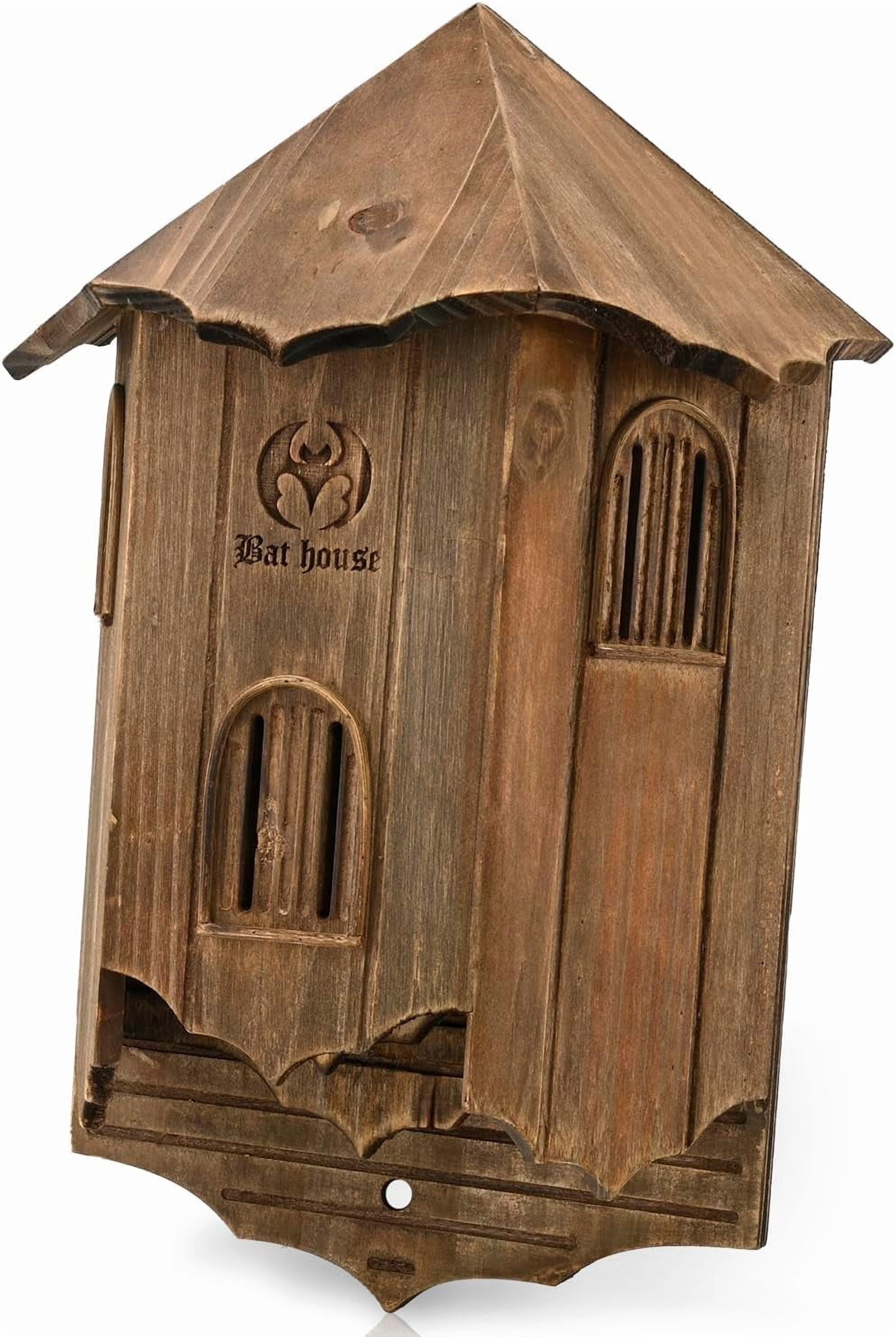 1 Pack Wooden Bat House for Outdoors, 3-Chamber Cedar Bat Box, Holds Up ...