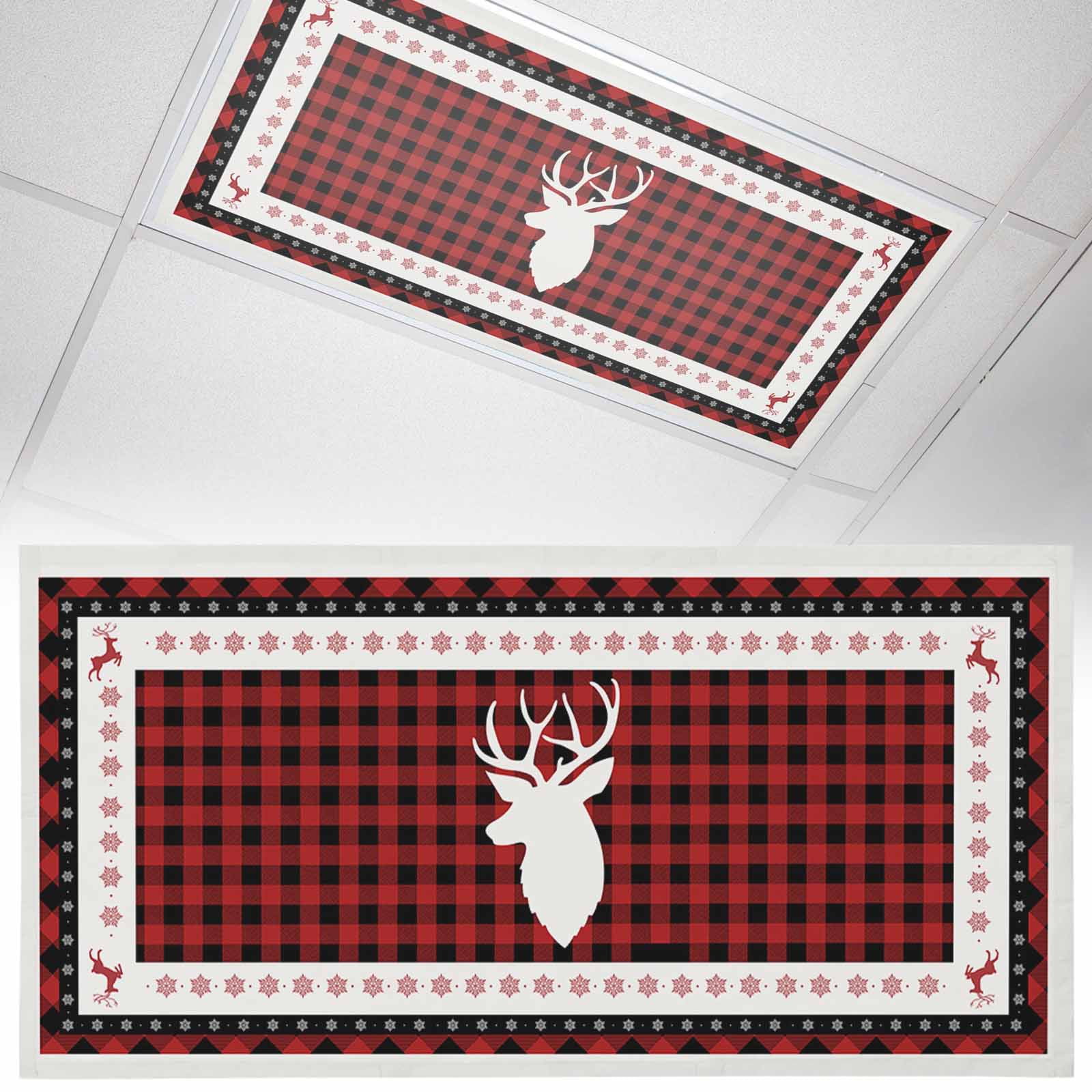 1 Pack Xmas Deer Fluorescent Light Covers for Ceiling Lights Red ...