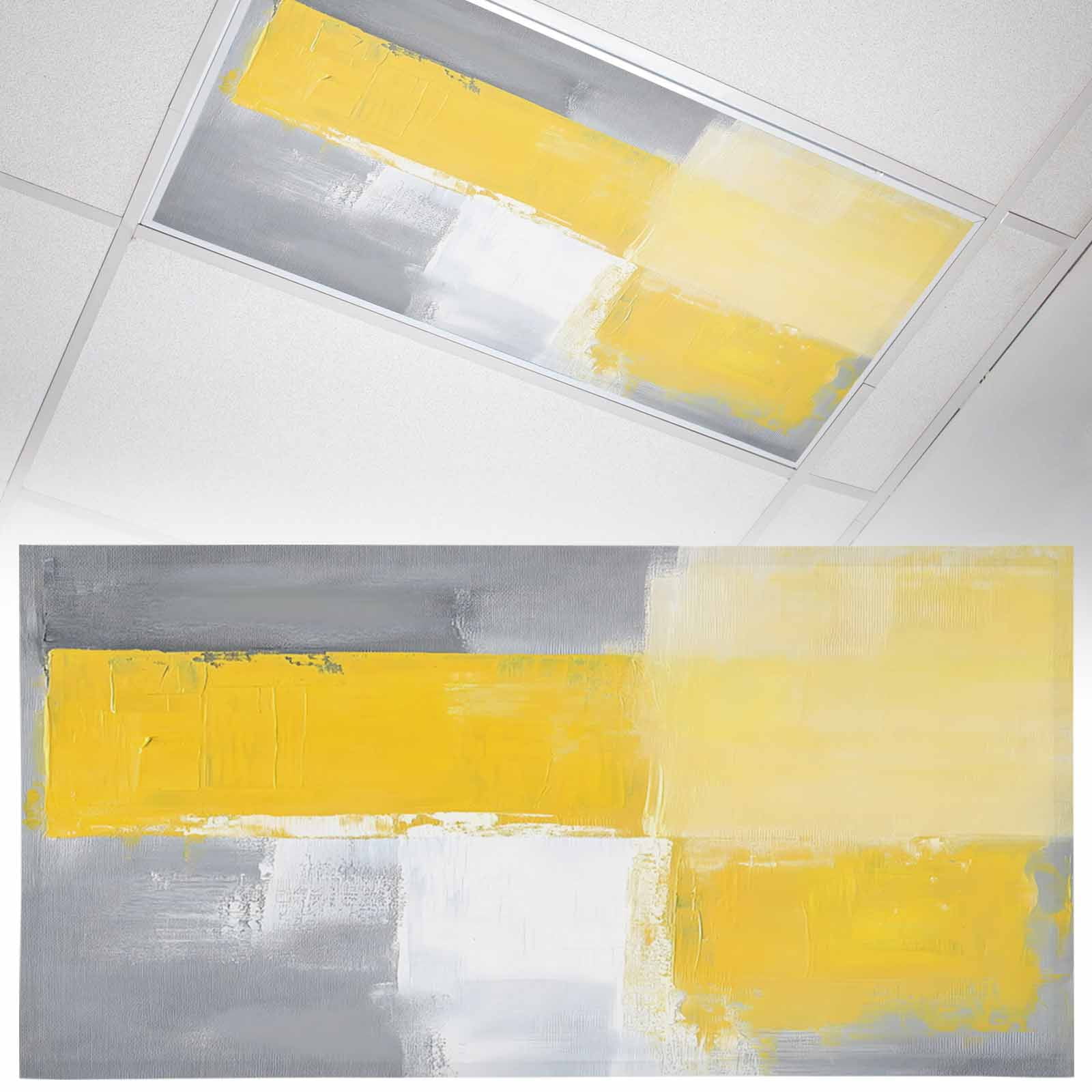 1 Pack Yellow Grey Oil Painting Fluorescent Light Covers for Ceiling ...