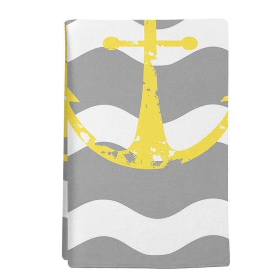 1 Pack Yellow Nautical Kitchen Towels Anchor Grey Wavy Stripes ...