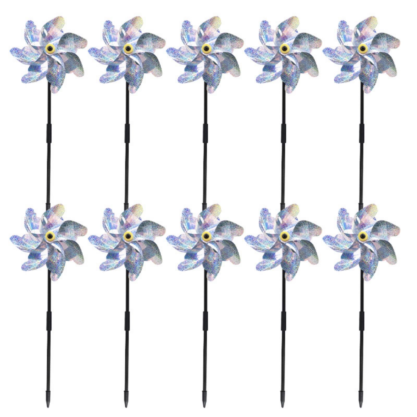 1 Packs 10pcs Reflective Pinwheels Bird Deterrent for Garden Outdoor ...