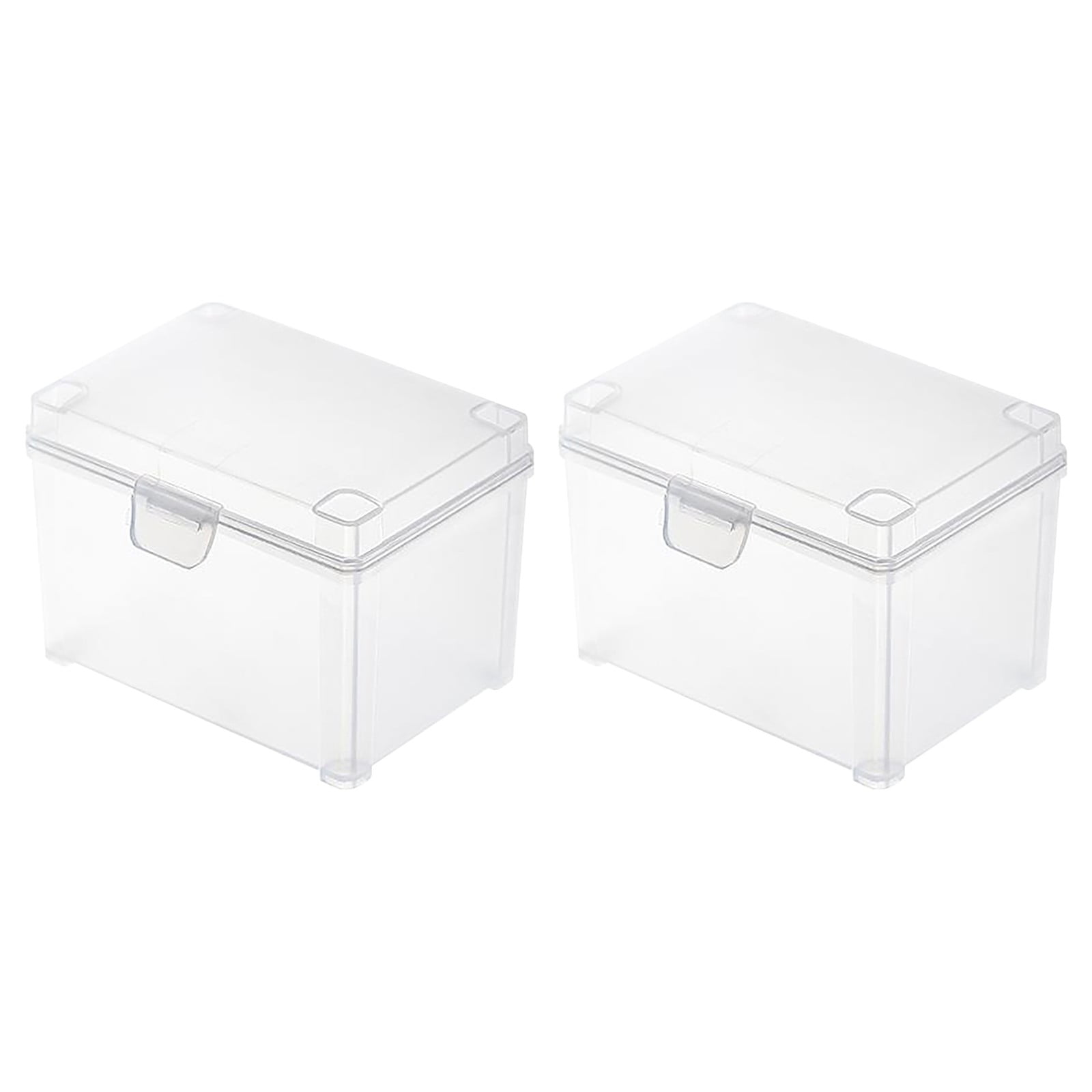 1 Packs 2 Pack Clear Plastic Storage Box with Lid Stackable Business ...