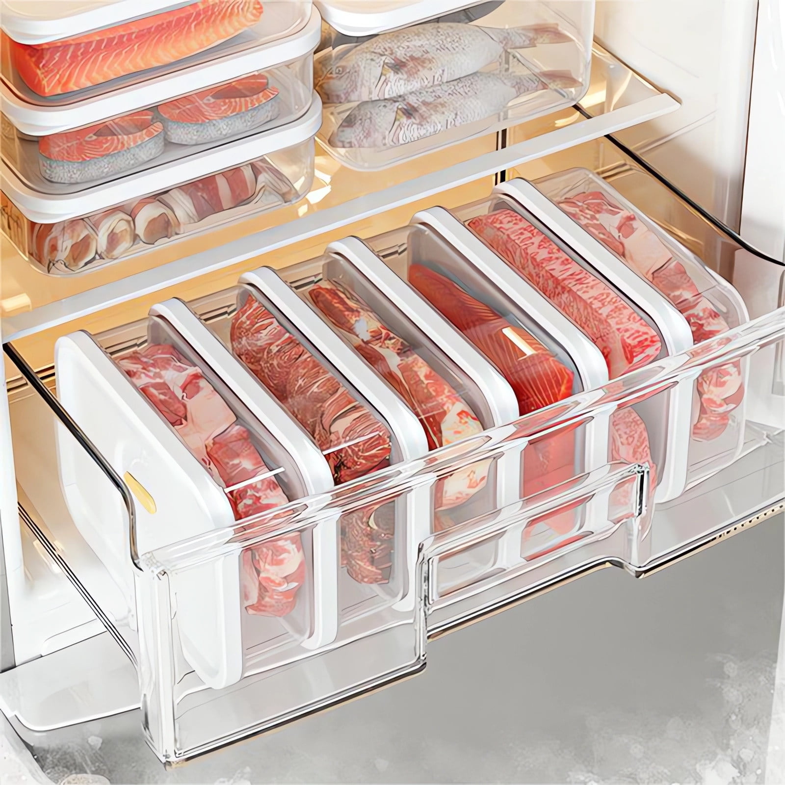 1 Packs Bacon Storage Container with Air-sealed Tight Lid for Fridge ...