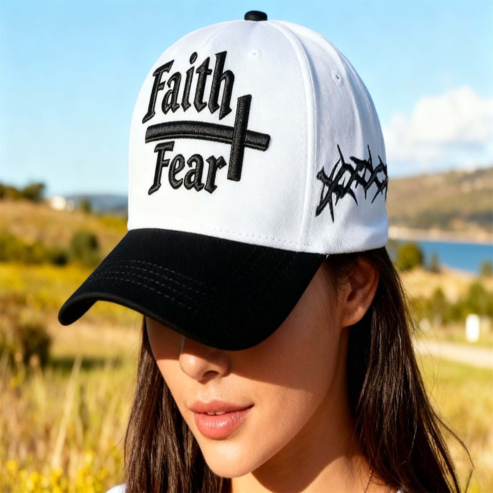 1 Packs Faith Over Fear Baseball Cap, Inspirational Christian Hat with ...