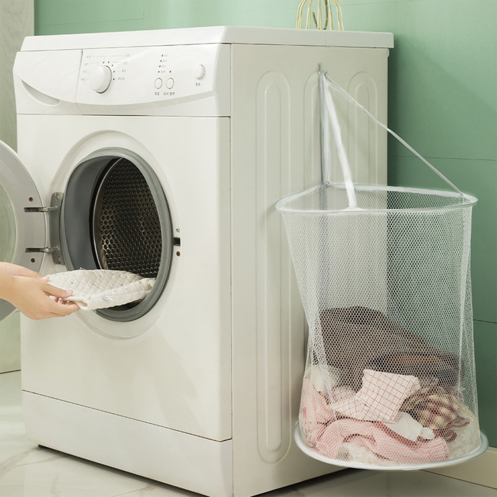 1 Packs Foldable Mesh Laundry Hamper with Handle for Wall Mounting ...