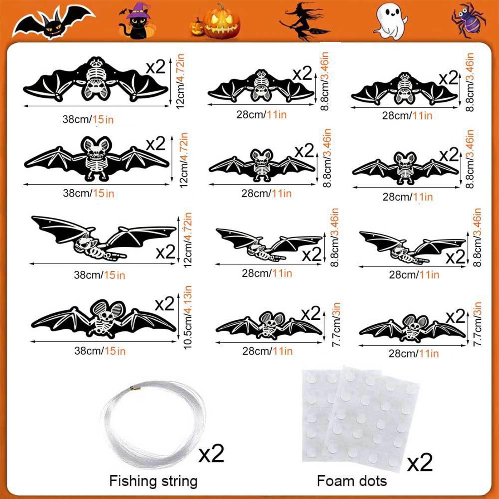 1 Packs Glow in the Dark Bats Decorations Halloween Party Decor Self ...