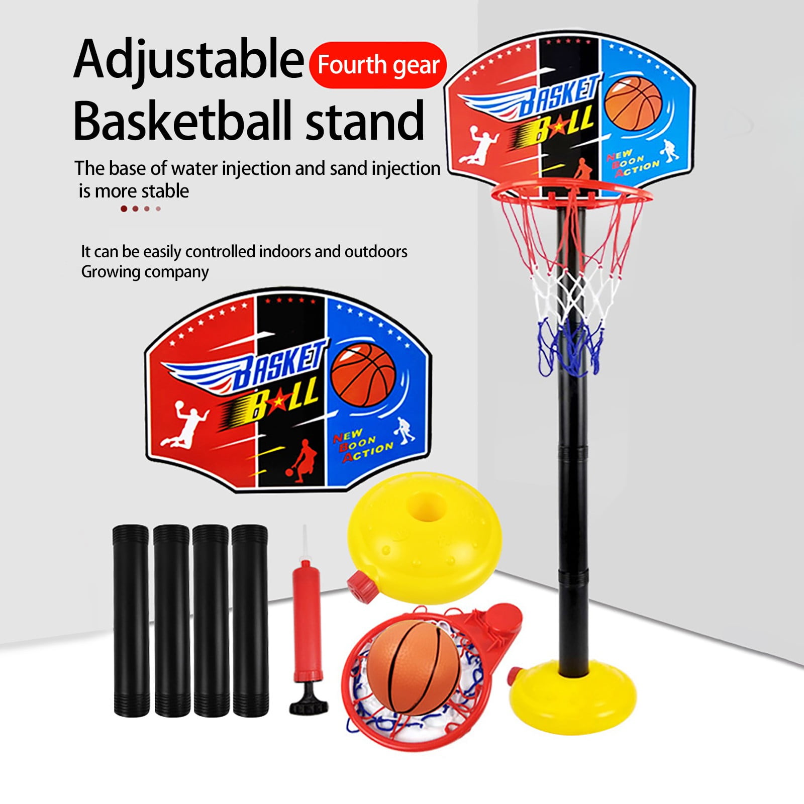 1 Packs Kids Basketball Hoop Adjustable Height Portable Basketball Set ...