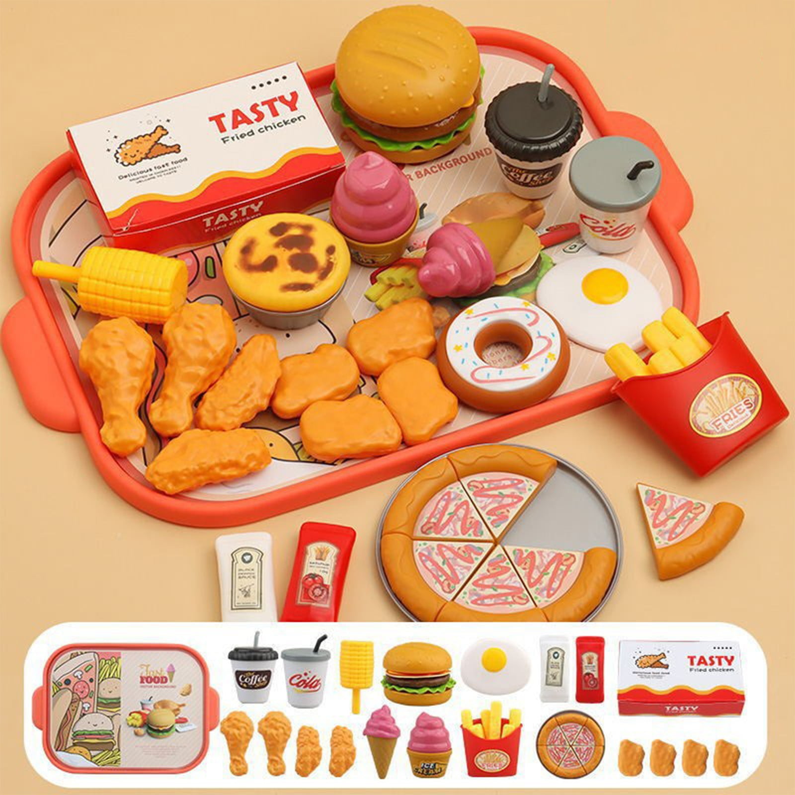1 Packs Kids Pretend Play Food Set - Realistic Fast Food Toys with ...