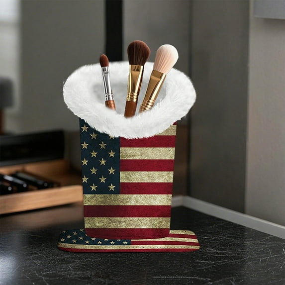 1 Packs Plush Makeup Brush Organizer Storage Box, Dressing Table ...