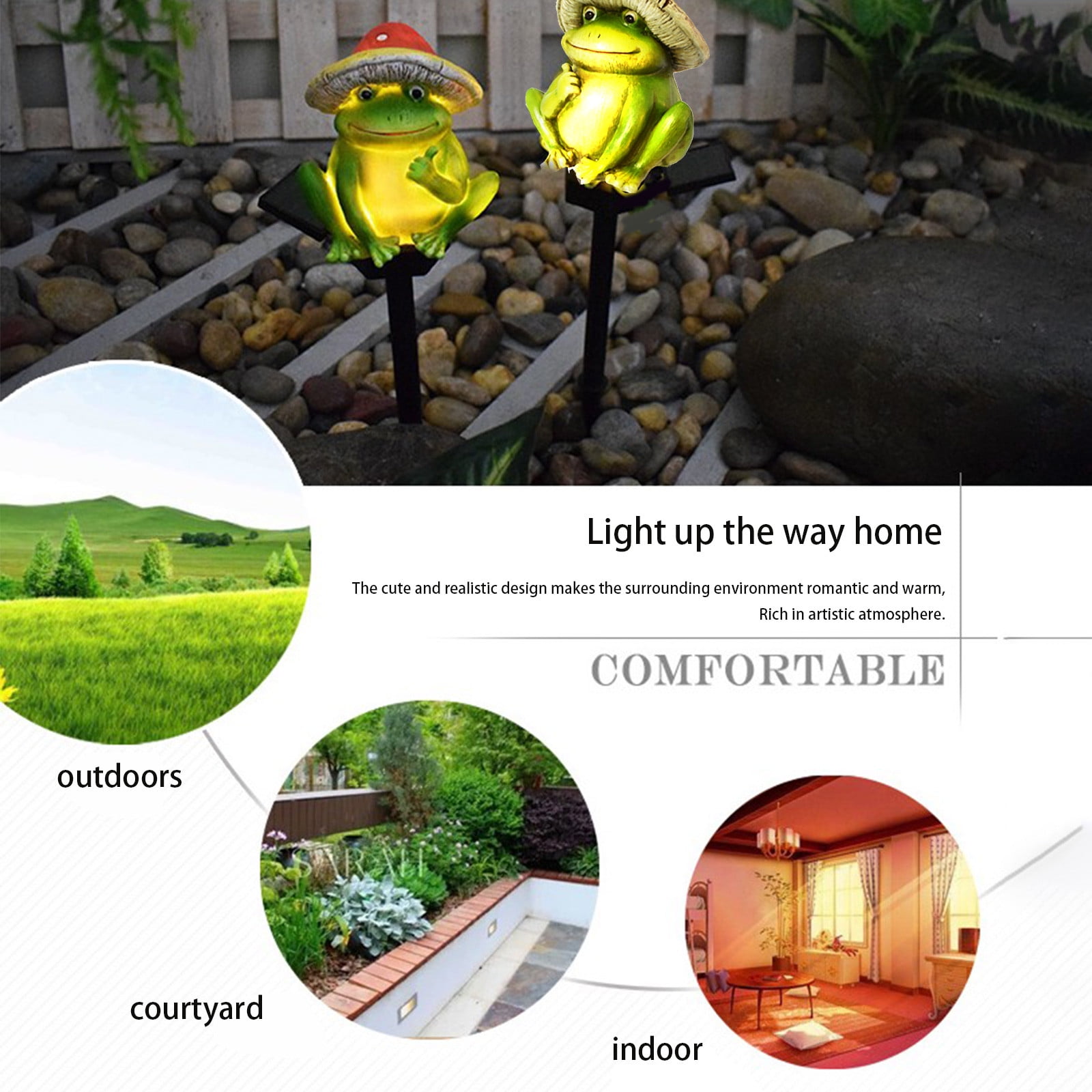 1 Packs Solar Frog Garden Decor Outdoor Statue - Frogs Umbrella LED ...