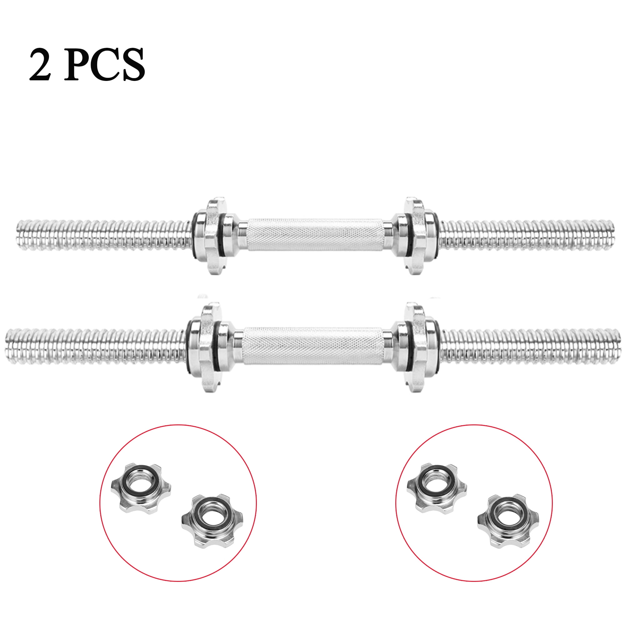Lelinta Heavy-Duty Chrome Threaded Dumbbell Bars, 13.7"-20", Stainless ...