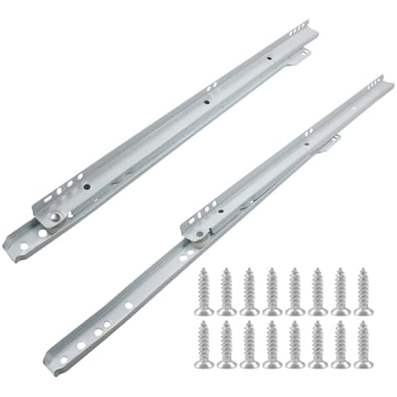 1 Pair 16 Inch Drawer Slides, White Coated Steel Drawer Track ...