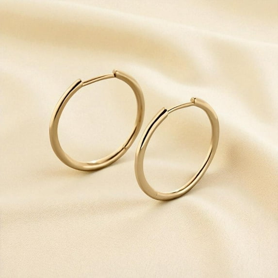 1 Pair 18K Gold Plated Stainless Steel Minimalist Classic Smooth Circle ...