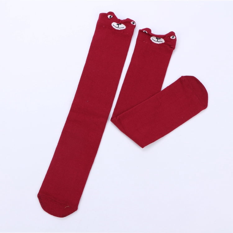1 Pair 2024 Girls Knee High Socks Animal Cotton Knit Over Calf Socks ...