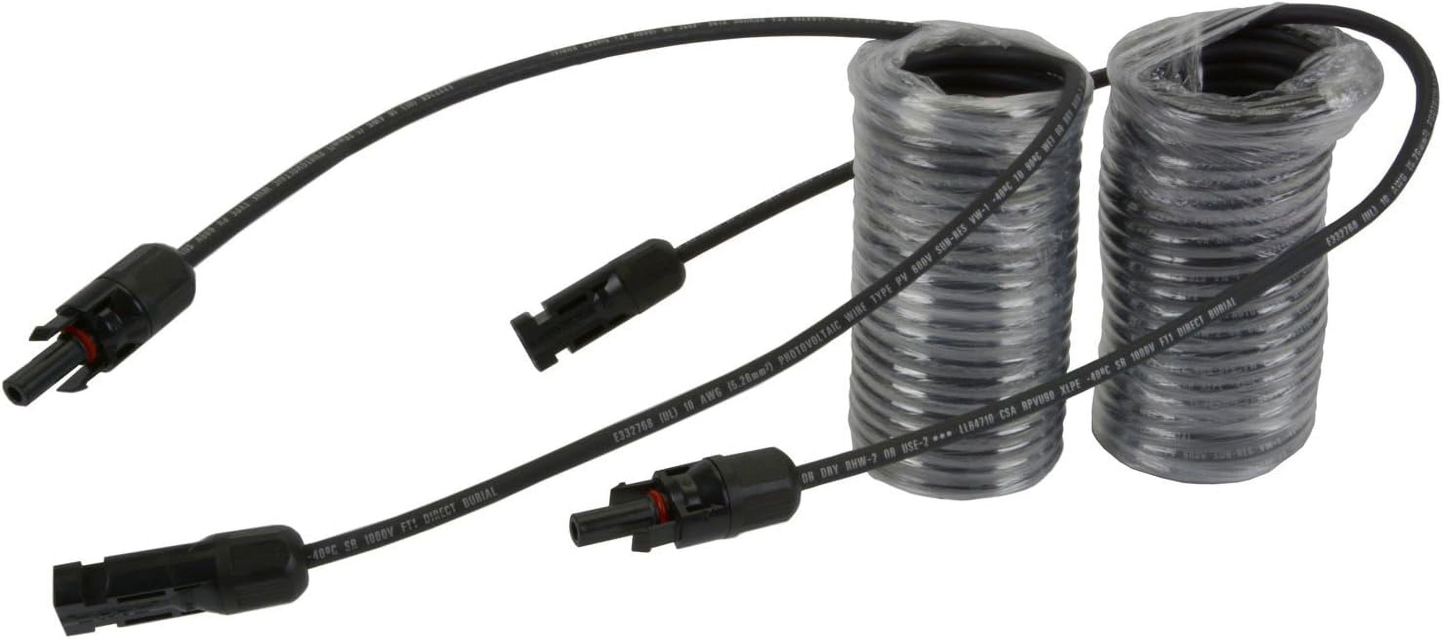 1 Pair 25 ft Solar Panel Extension Black Connector Male Female 10 AWG ...
