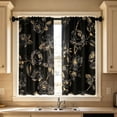 1 Pair 2D Printed Short Kitchen Curtains, Washable Easy Install Half ...