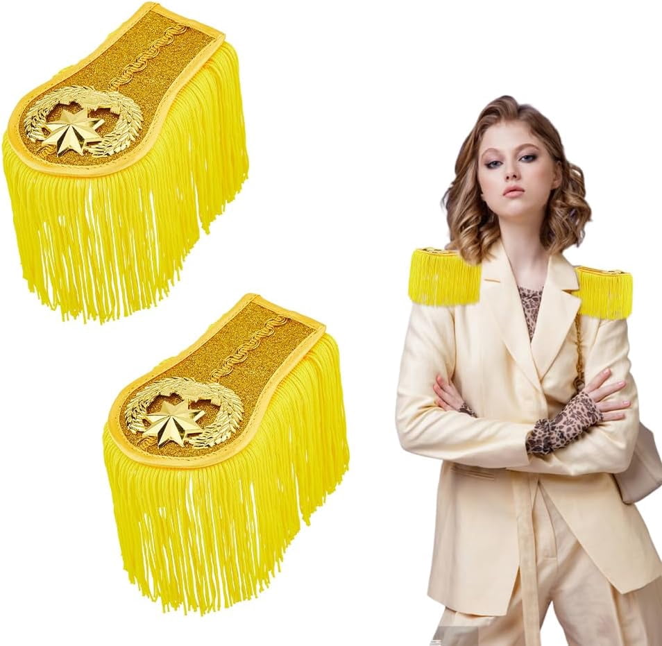 1 Pair 2Pcs Gold Fringe Epaulettes Honor Guard Fringe Epaulet Orchestra ...