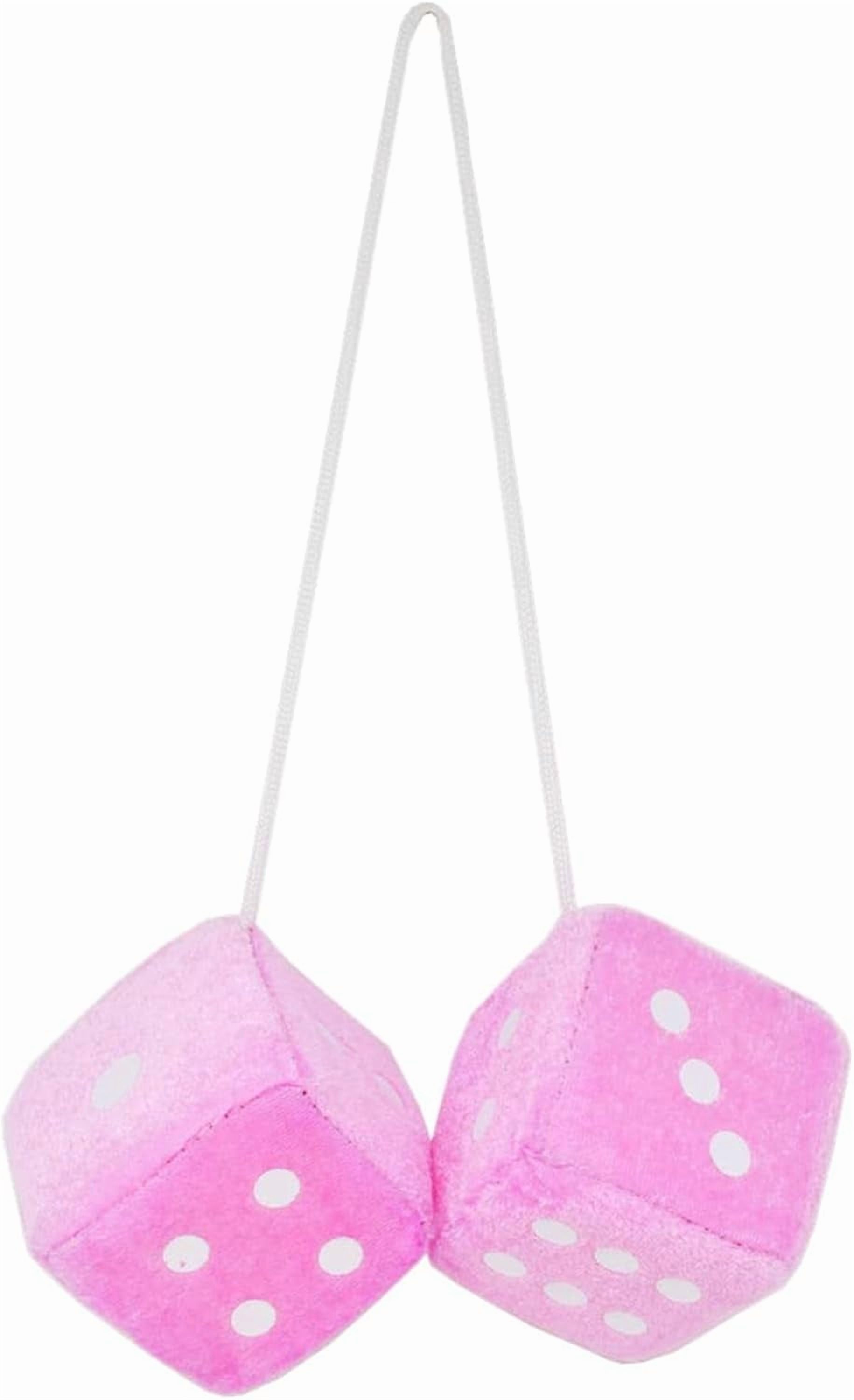 1 Pair 3” Pink Fuzzy Plush Dice Classic Vintage [Nostalgic 80’s Fuzzy ...