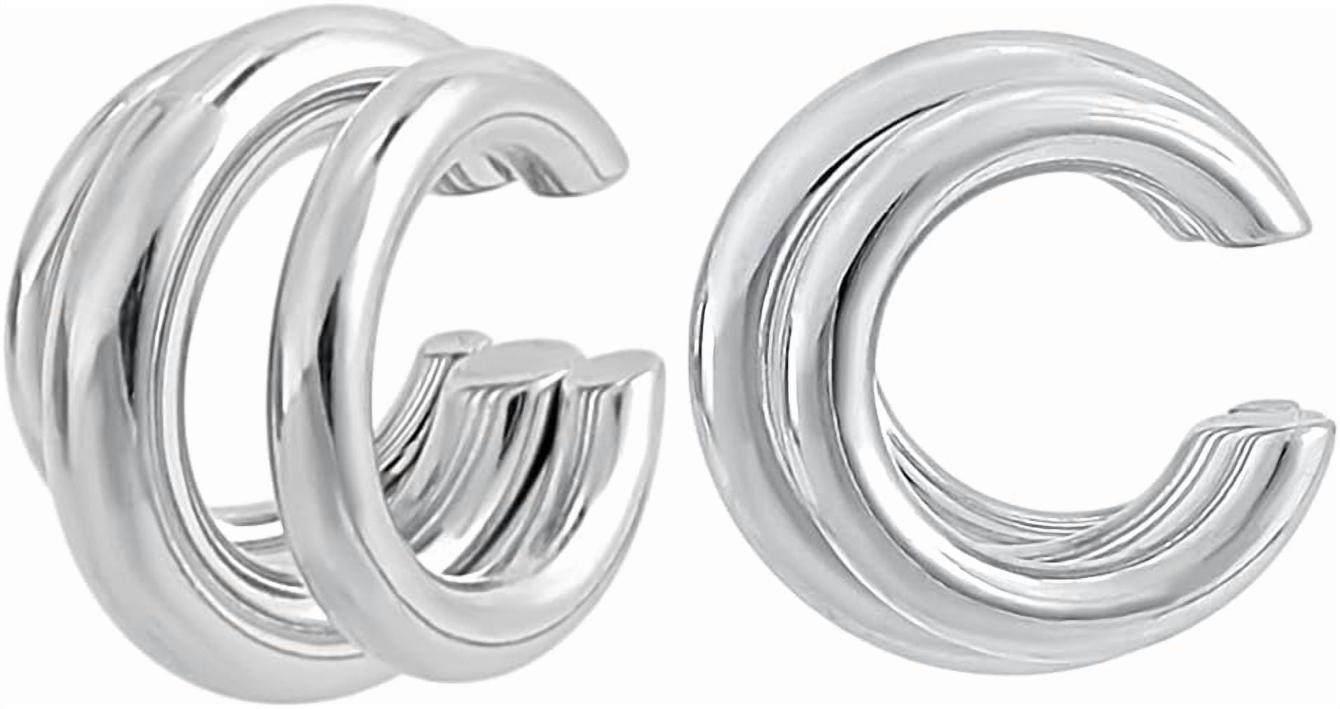 1 Pair 304 Stainless Steel Cuff Earrings C-Shaped Stainless Steel Color ...