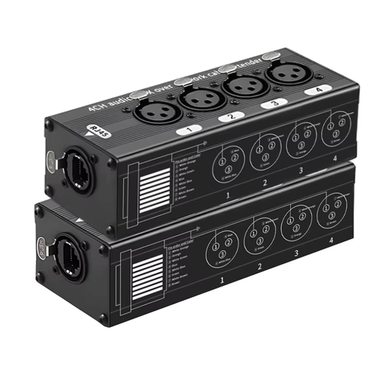 1 Pair 4 Channel XLR/ Audio RJ45 Cat5/Cat6 Ethernet Extender XLR ...