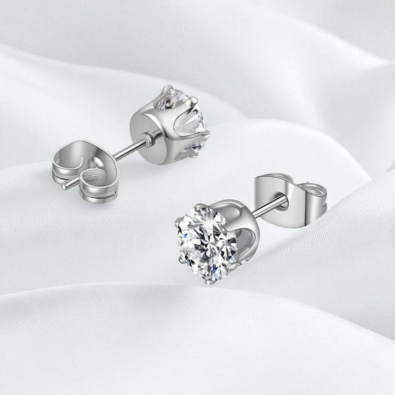 1 Pair 4mm Hexagon Prism Moissanite 925 Sterling Silver Stud Earrings ...