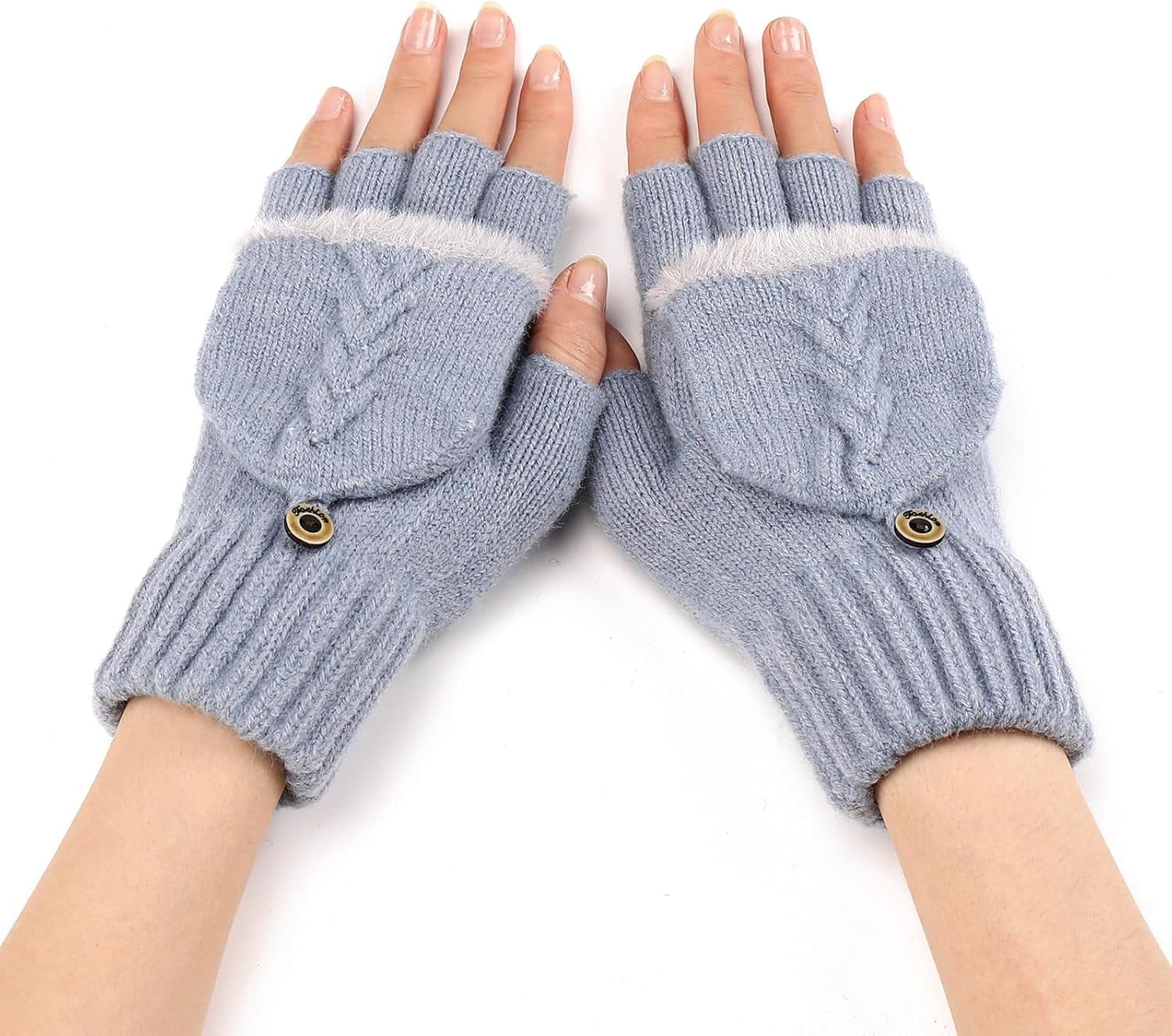 1 Pair Acrylic Fiber Fingerless Gloves Winter Warm Gloves Half Capped 2 ...