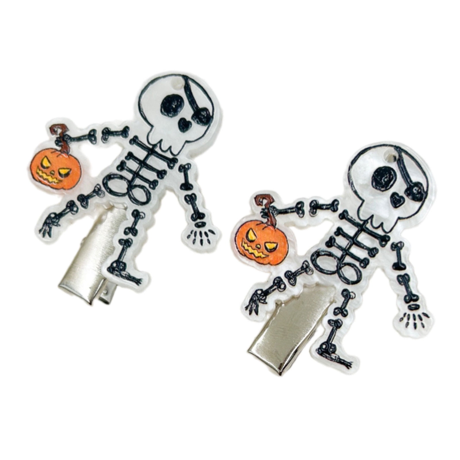 1 Pair Acrylic Halloween Hair Accessory Feature Skull Pumpkin Skeleton ...