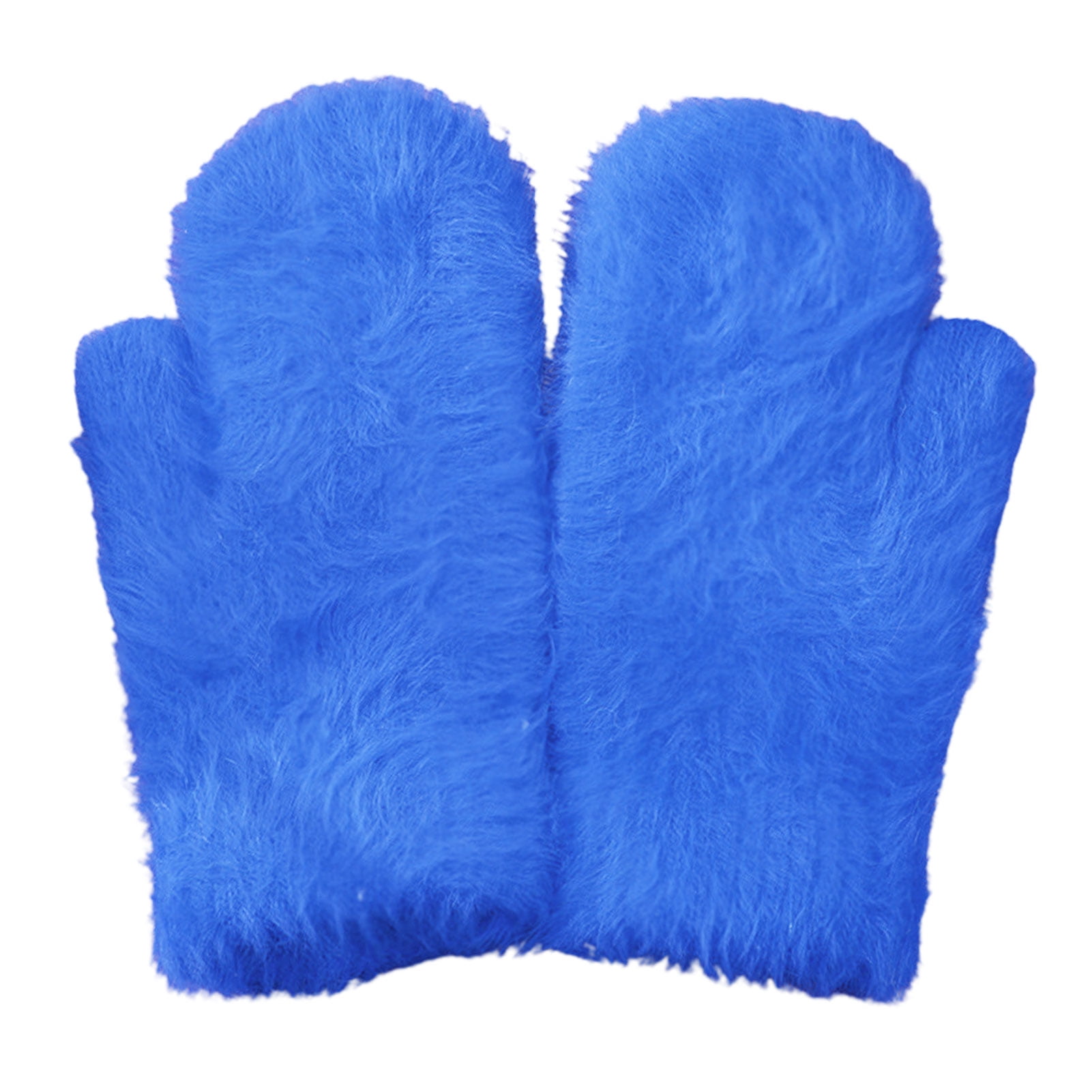 1 Pair Adults Mittens Thickened Stretchy Soft Fuzzy Cozy Cold Resistant ...