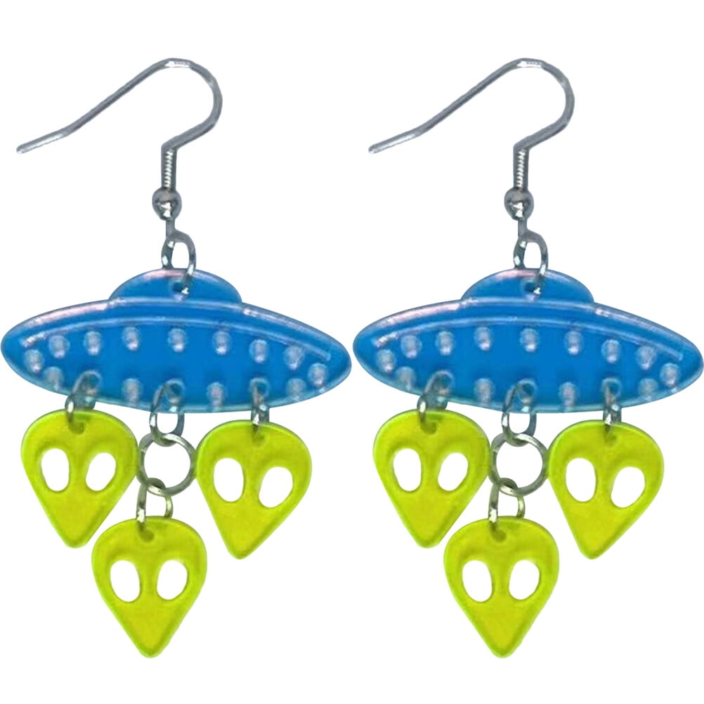1 Pair Alien Spaceship Earrings Funny Earrings Dangle Earrings Women ...