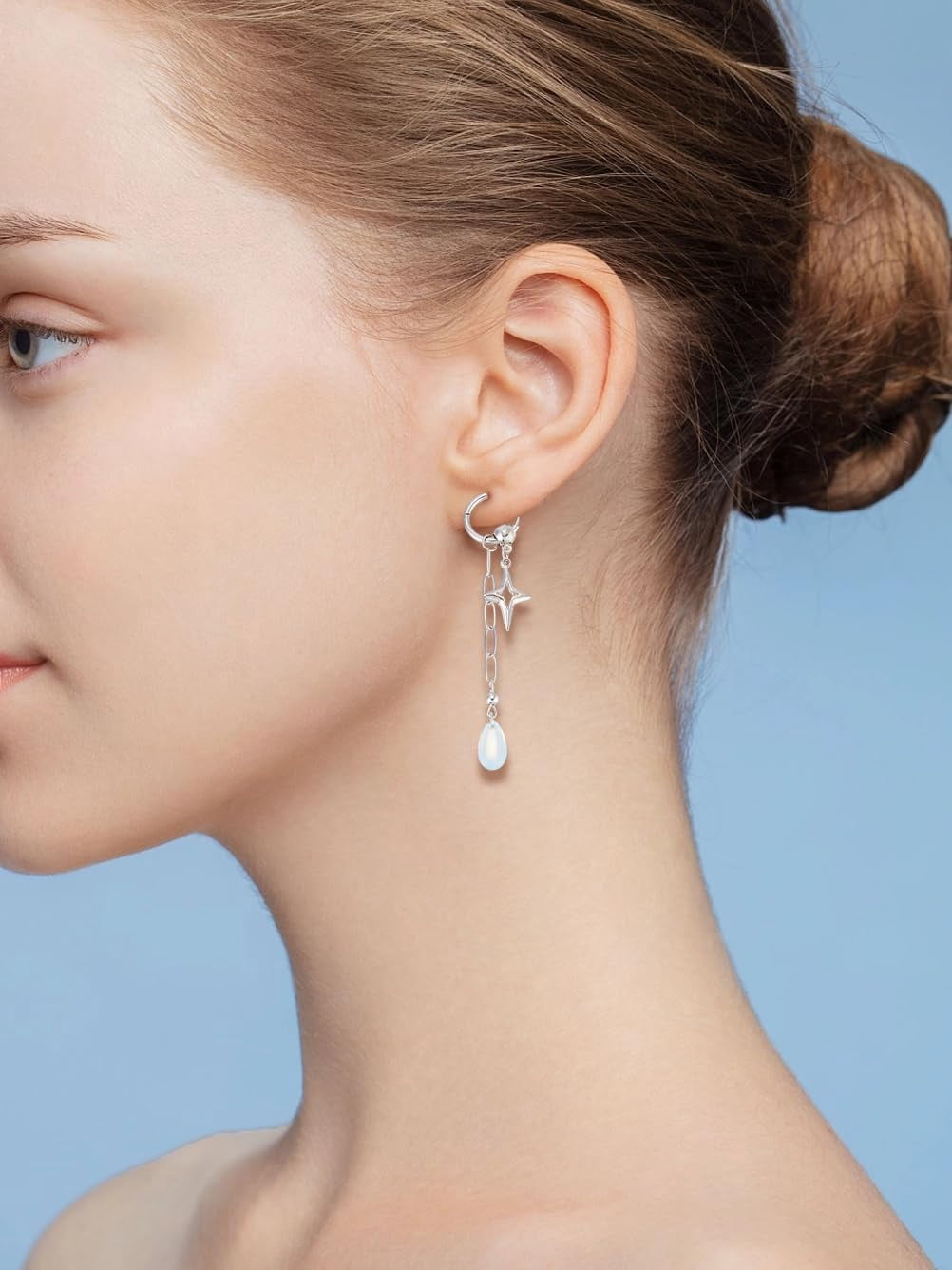 1 Pair Alloy Star Tassel Hoop Earrings Arctic Four-Pointed Star Long ...