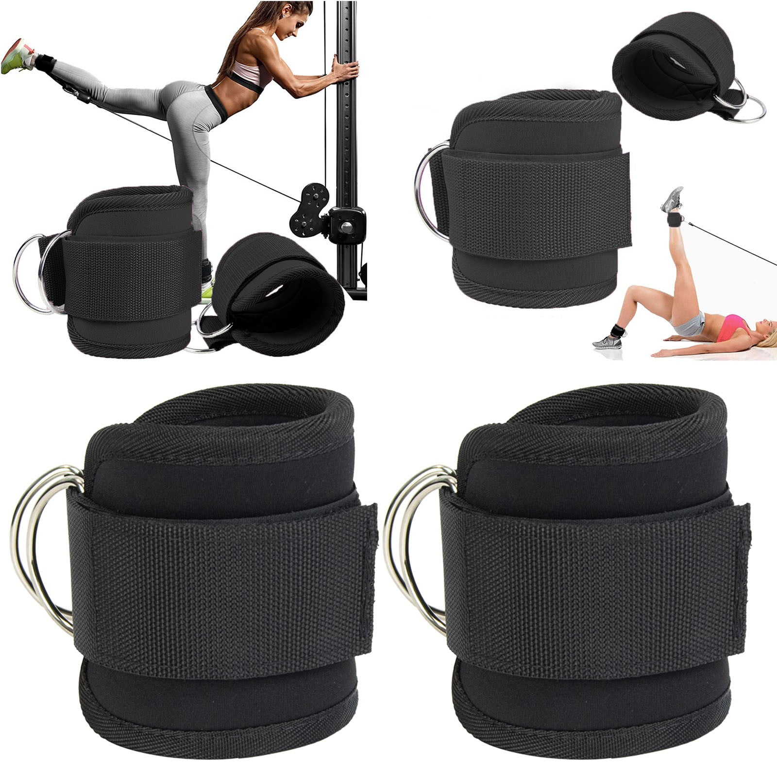1 Pair Ankle Straps for Cable Machine Kickbacks, Glute Workouts, Lower ...